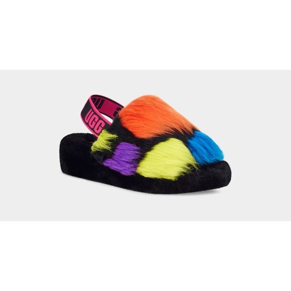 UGG | Shoes | New Ugg Sandals Womens 8 Fluff Yeah Party Spots Black ...